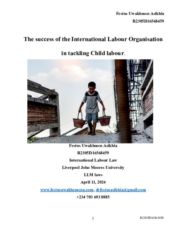 (PDF) The success of the International Labour Organisation in tackling ...