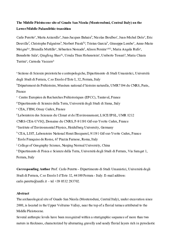 (PDF) The Middle Pleistocene site of Guado San Nicola (Monteroduni ...