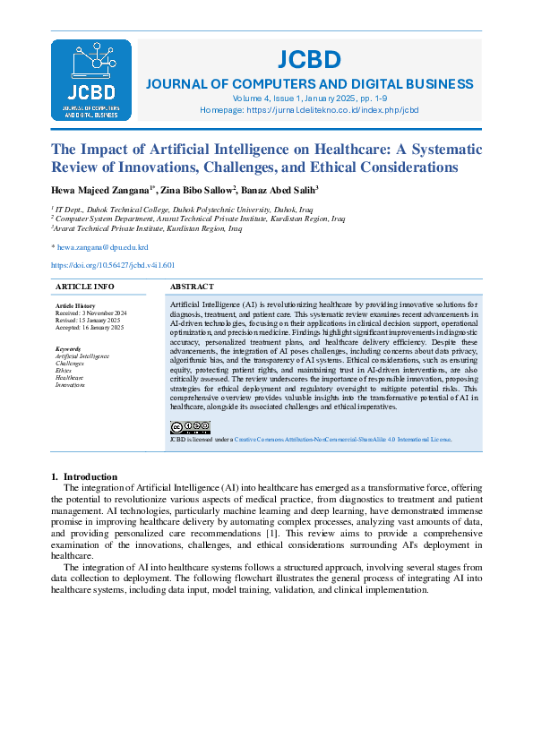 (PDF) The Impact of Artificial Intelligence on Healthcare: A Systematic Review of Innovations ...