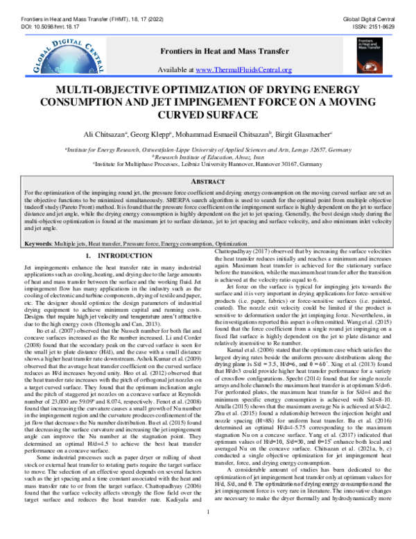 (PDF) Multi-Objective Optimization of Drying Energy Consumption and Jet Impingement Force on a ...