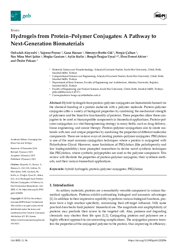 (PDF) Hydrogels from Protein-Polymer Conjugates: A Pathway to Next ...