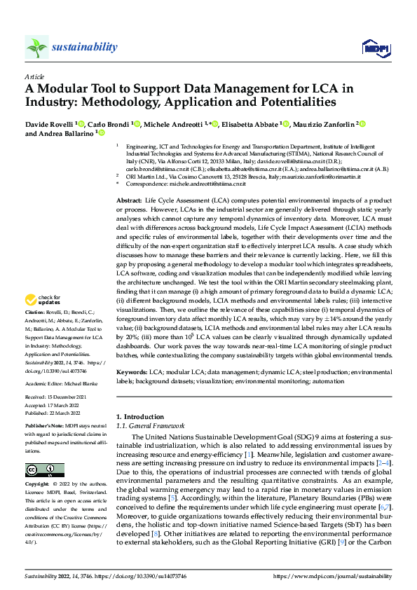 (PDF) A Modular Tool to Support Data Management for LCA in Industry ...