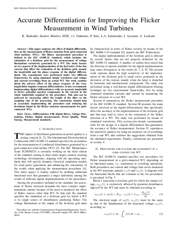 (PDF) Accurate Differentiation for Improving the Flicker Measurement in ...