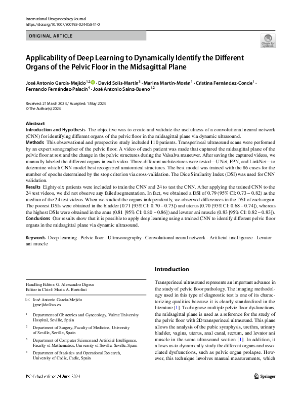 (PDF) Applicability of Deep Learning to Dynamically Identify the Different Organs of the Pelvic ...