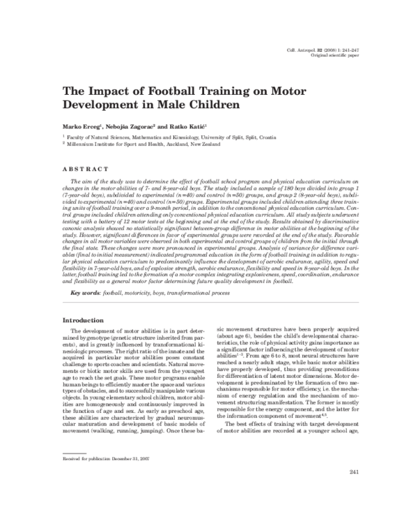 (PDF) The impact of football training on motor development in male children