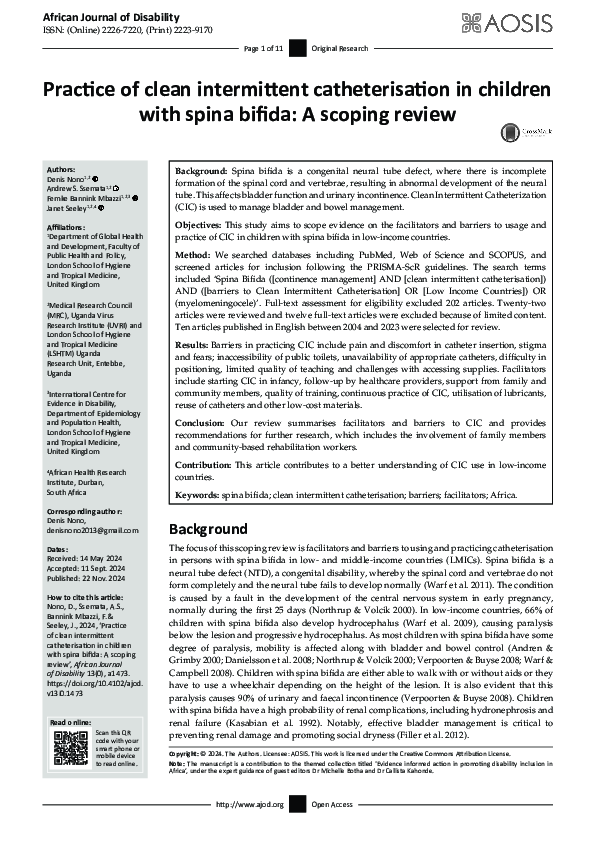(PDF) Practice of Clean Intermittent Catheterization in Children with ...