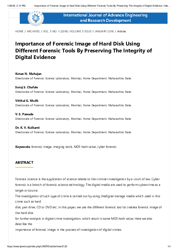 (PDF) Importance of Forensic Image of Hard Disk Using Different ...