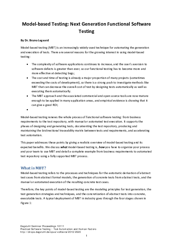 (PDF) Model-based Testing: Next Generation Functional Software Testing