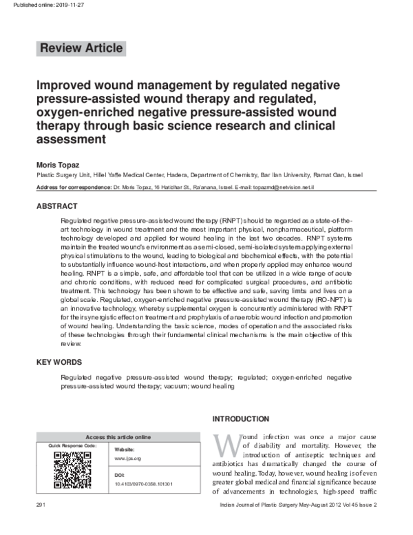 (PDF) Improved wound management by regulated negative pressure-assisted ...