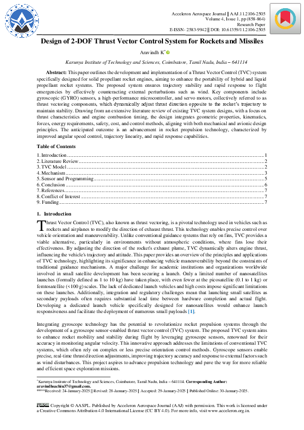 (PDF) Design of 2-DOF Thrust Vector Control System for Rockets and Missiles