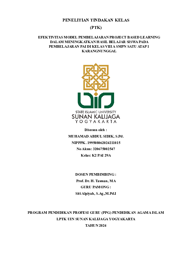 (PDF) PENELITIAN TINDAKAN KELAS (PTK) EFEKTIVITAS MODEL PEMBELAJARAN ...