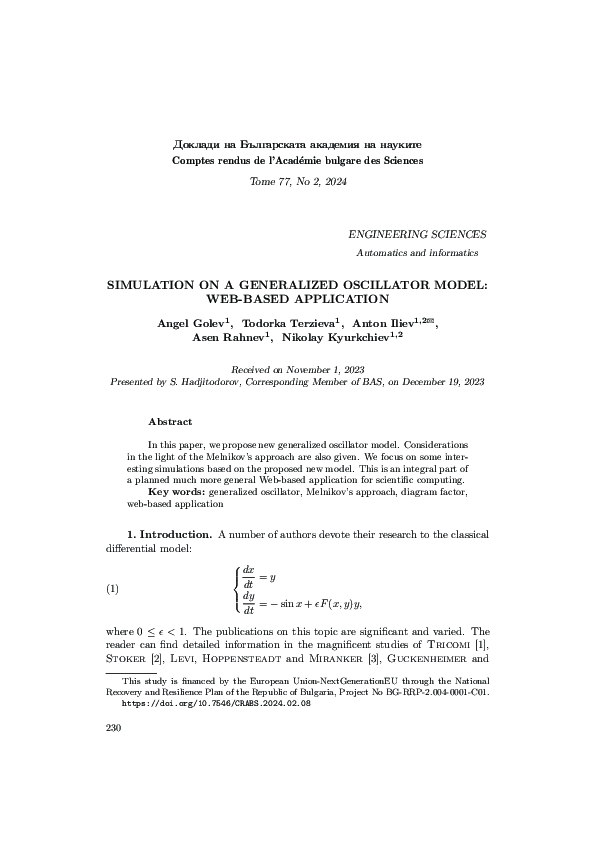 (PDF) Simulation on a Generalized Oscillator Model: Web-Based Application