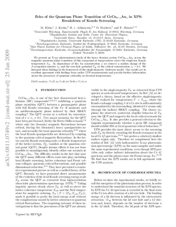 (PDF) Echo of the quantum phase transition ofCeCu6−xAuxin XPS ...