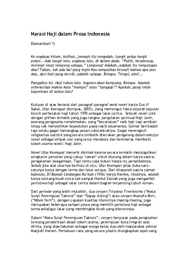 (PDF) Narasi Haji dalam Prosa Indonesia