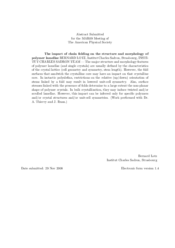 (PDF) The impact of chain folding on the structure and morphology of ...