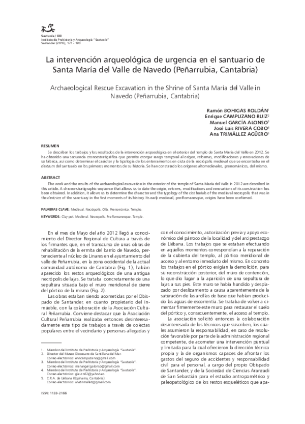 (PDF) Archaeological Rescue Excavation in the Shrine of Santa María del ...