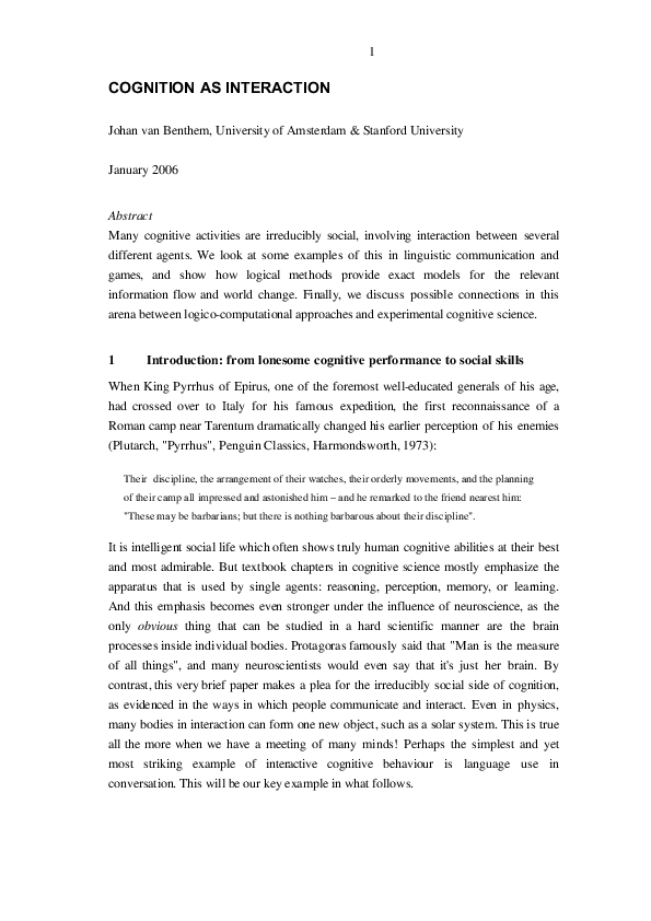 (PDF) Cognition as Interaction