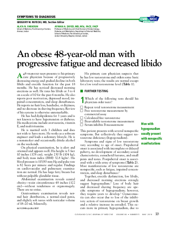 (PDF) An obese 48-year-old man with progressive fatigue and decreased ...