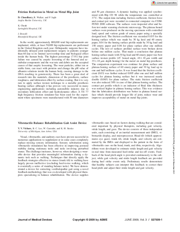 (PDF) Vibrotactile Balance Rehabilitation Gait Assist Device