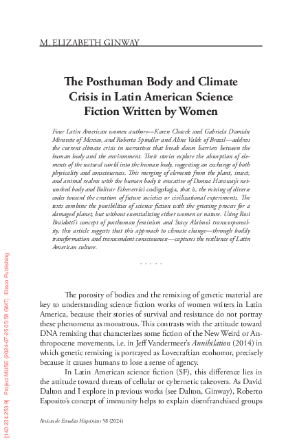 (PDF) Ginway Posthuman Body and Climate Crisis Revista de Estudios ...