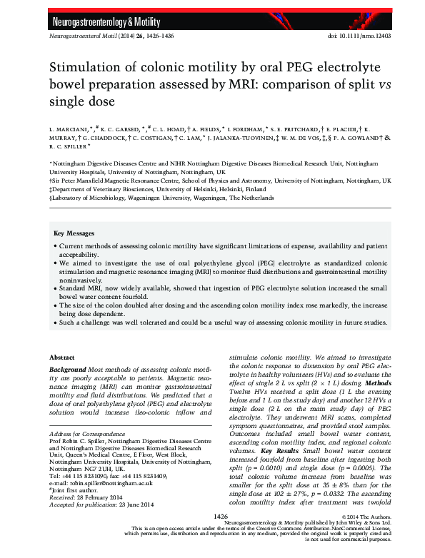 (PDF) Stimulation of colonic motility by oral PEG electrolyte bowel ...