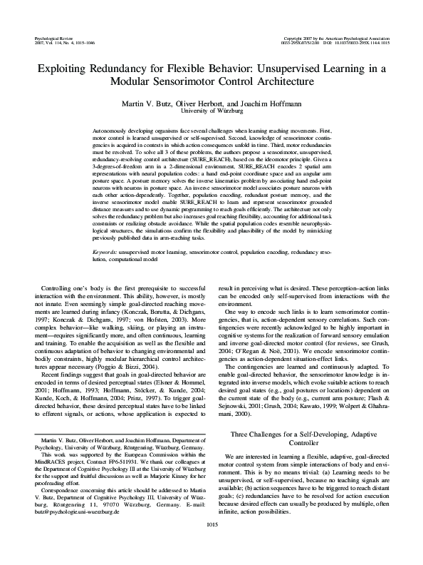 (PDF) Exploiting redundancy for flexible behavior: Unsupervised learning in a modular ...