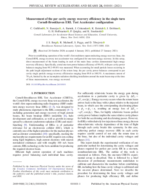 (PDF) Measurement of the per cavity energy recovery efficiency in the ...