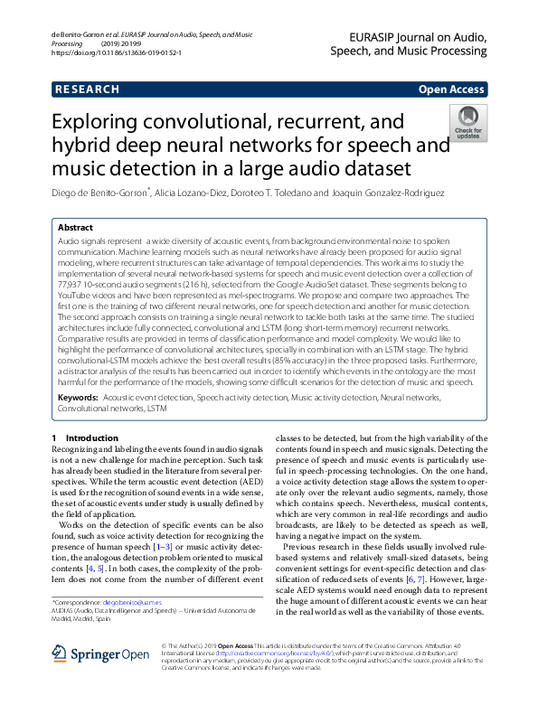 (PDF) Exploring convolutional, recurrent, and hybrid deep neural networks for speech and music ...
