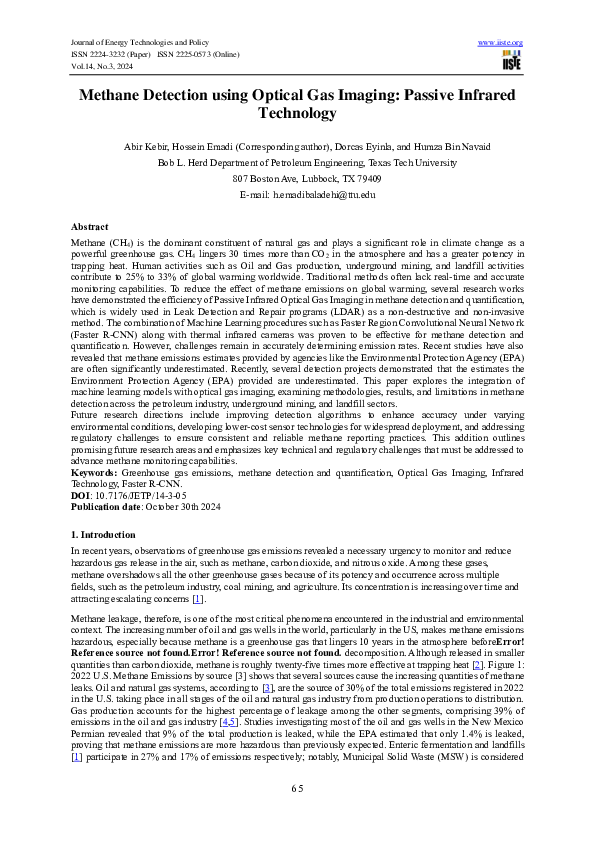 (PDF) Methane Detection using Optical Gas Imaging: Passive Infrared ...