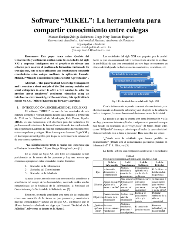 (PDF) Software "MIKEL": La herramienta para compartir conocimiento entre colegas