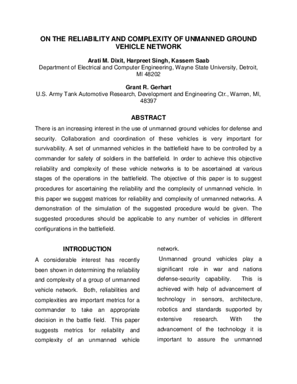 Pdf On The Reliability Of Collaboration And Coordination Of Unmanned Vehicle Network