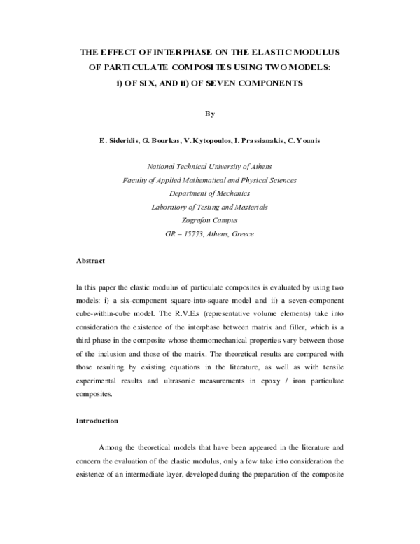 Pdf The Effect Of Interphase On The Elastic Modulus Of Particulate