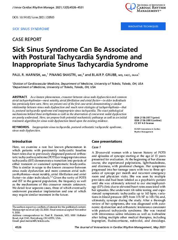 (PDF) Sick Sinus Syndrome Can Be Associated with Postural Tachycardia ...