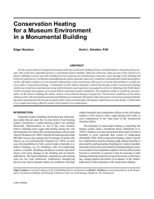 (PDF) Conservation heating for a museum environment in a monumental ...