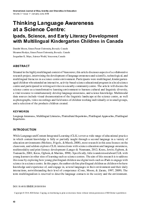 (PDF) Thinking Language Awareness at a Science Centre