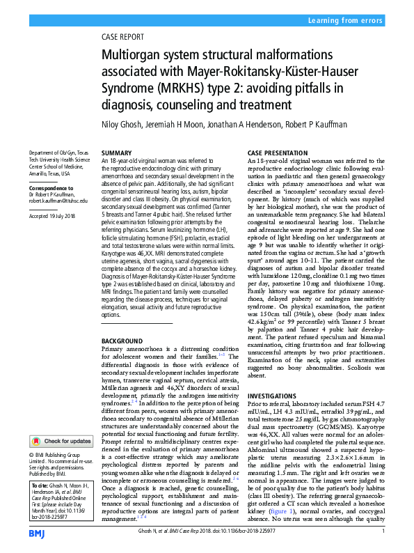 (PDF) Multiorgan system structural malformations associated with Mayer ...
