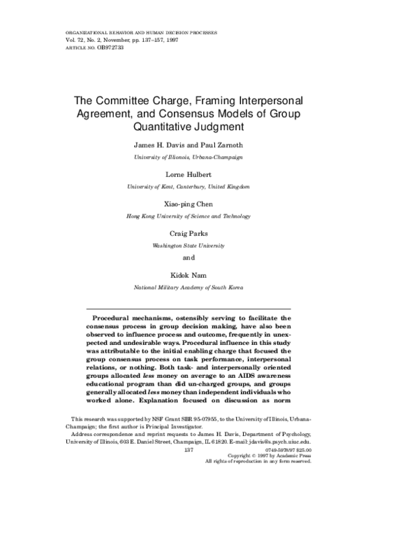 (PDF) The Committee Charge, Framing Interpersonal Agreement, and ...