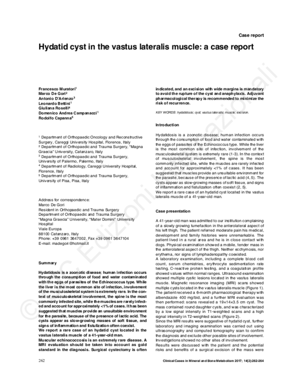 (PDF) Hydatid cyst in the vastus lateralis muscle: a case report