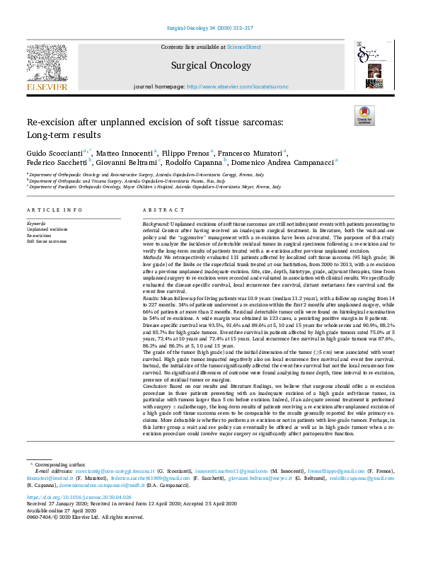 Pdf Re Excision After Unplanned Excision Of Soft Tissue Sarcoma A Systematic Review And