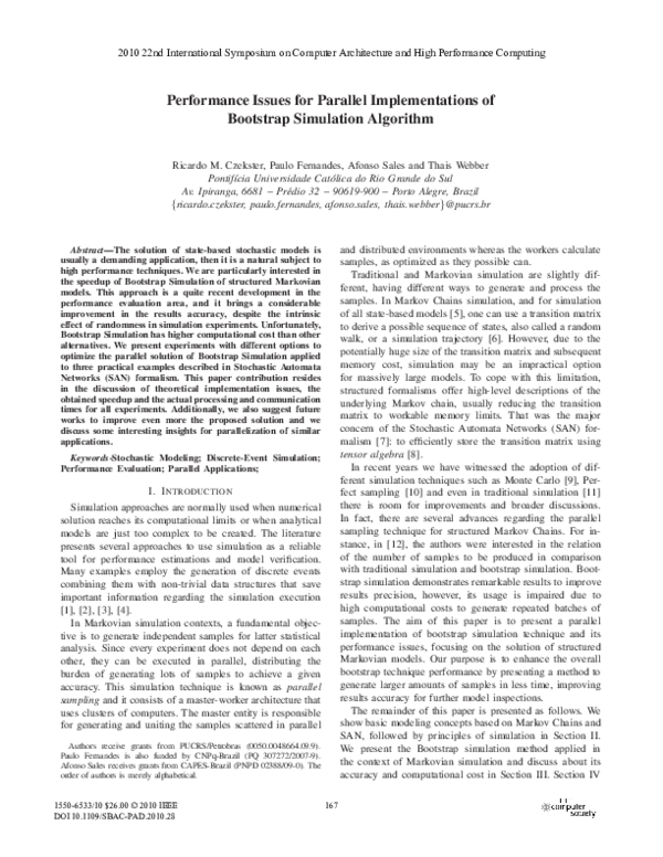 (PDF) Performance Issues for Parallel Implementations of Bootstrap Simulation Algorithm