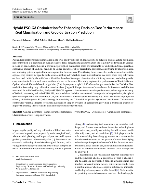 (PDF) Hybrid PSO-GA Optimization for Enhancing Decision Tree Performance in Soil Classification ...