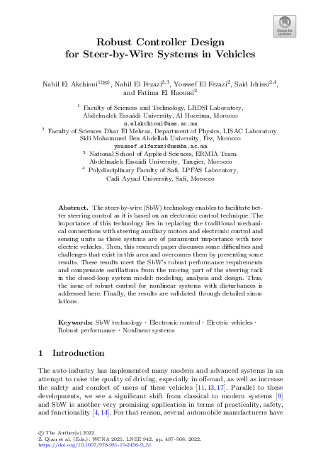 (PDF) Robust Controller Design for Steer-by-Wire Systems in Vehicles
