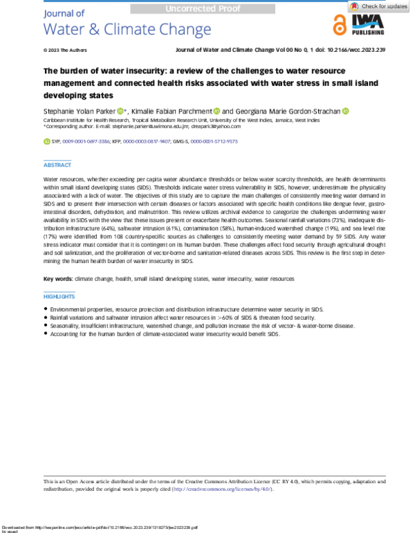 (PDF) The burden of water insecurity: a review of the challenges to ...