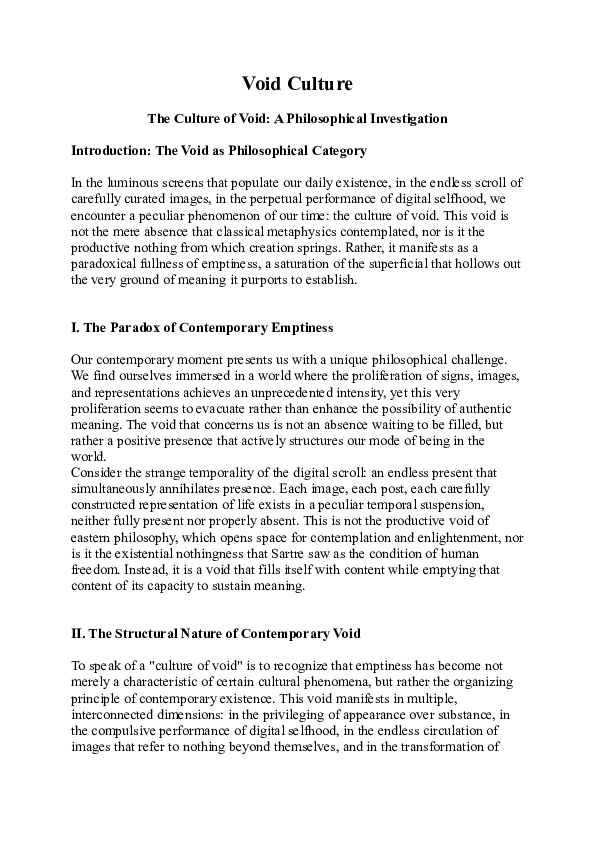 (PDF) The Culture of Void: A Philosophical Investigation Introduction: The Void as Philosophical ...