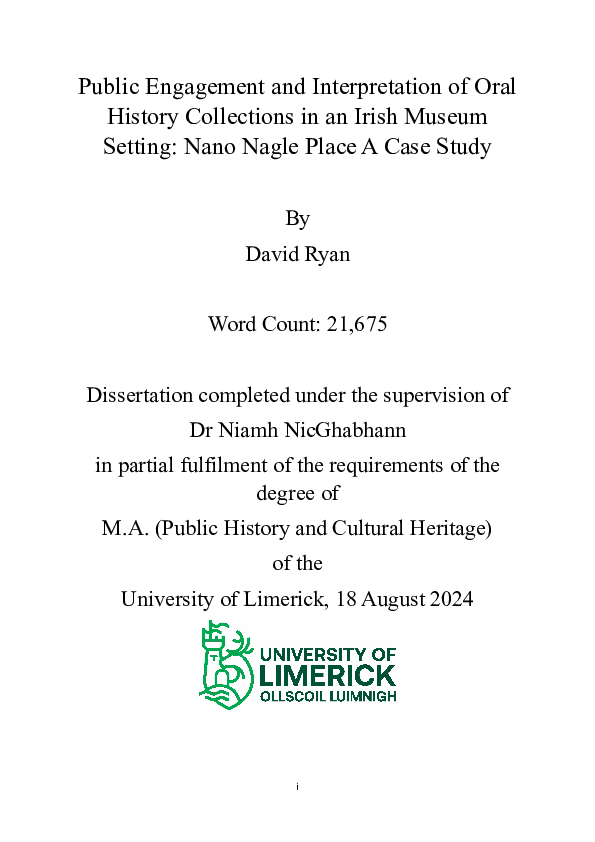 (PDF) Public Engagement and Interpretation of Oral History Collections in an Irish Museum ...