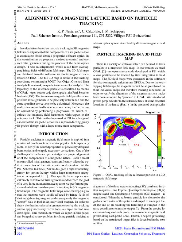 (PDF) Alignment of a Magnetic Lattice Based on Particle Tracking