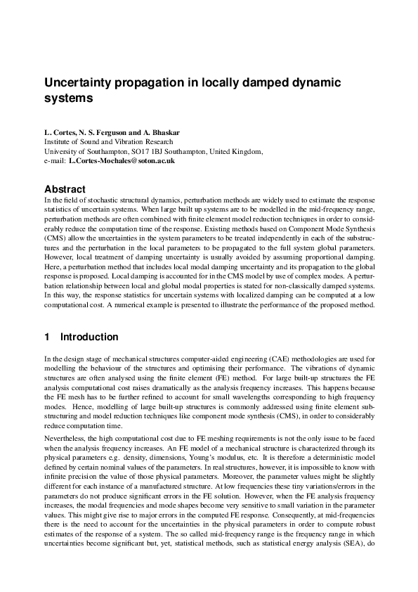 (PDF) Local Damping Uncertainty in Dynamic Systems