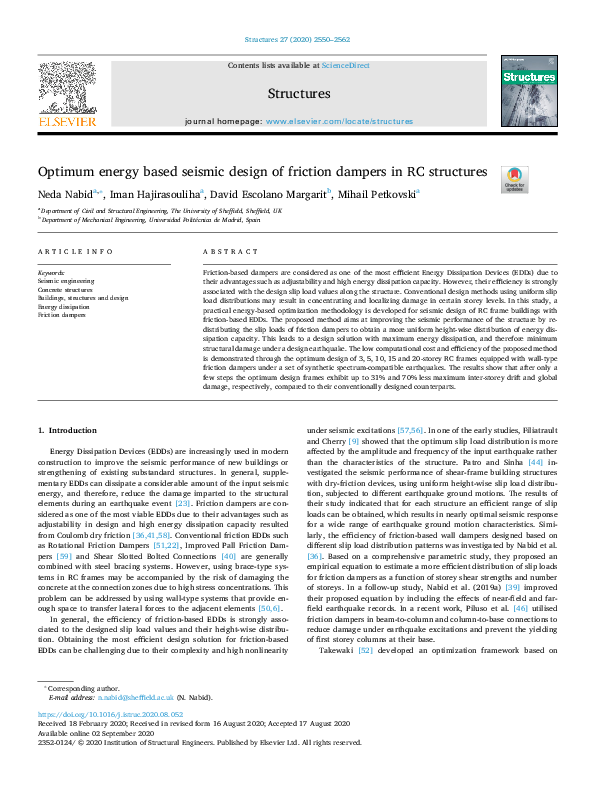 (PDF) Optimum energy based seismic design of friction dampers in RC structures