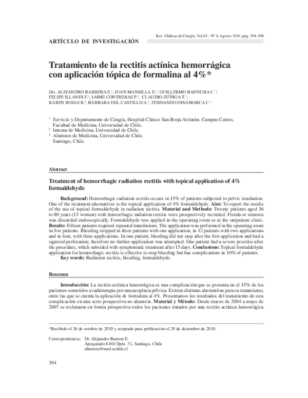 (PDF) Tratamiento de la rectitis actínica hemorrágica con aplicación ...