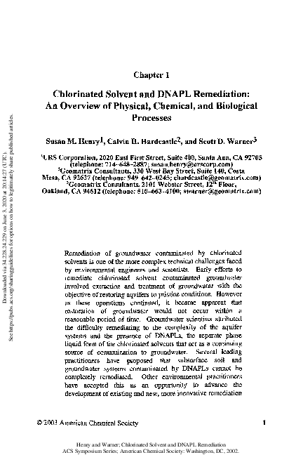 (PDF) Chlorinated Solvent and DNAPL Remediation: An Overview of ...